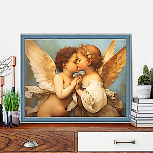 LXTONG Angel Baby Diamond Art Kit 5D Full Round Drill Diamond Art Winged Baby DIY Paint by Numbers Baby Crystal Rhinestones Diamond Painting for Beginner Adults Living Room Decor (16X12 inches)