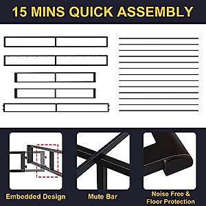 Firpeesy 6 Inch Queen Bed Frame with Round Corner Edges, Low Profile Queen Metal Platform Bed Frame with Steel Slat Support, No Box Spring Needed/Easy Assembly/Noise Free Mattress Foundation