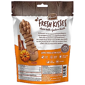 Merrick Fresh Kisses Natural Dental Chews, Treats Infused with Pumpkin and Cinnamon for Tiny Dogs 5-15 Lbs - 9 oz. Pouch