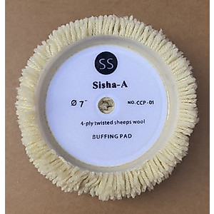 Sisha-A Wool Polishing Pads, 2 Pack 7" Buffing Pads with Hook and Loop Back for Compound, Cutting & Polishing, 100% Natural Wool, Thick and Aggressive