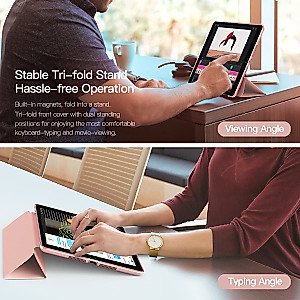 TiMOVO iPad 10.2 Case iPad 9th Generation 2021/ iPad 8th Generation 2020/ iPad 7th Generation 2019 Case,Slim Translucent Hard PC Protective Smart Cover with Stand for iPad 10.2 Inch,Rose Gold