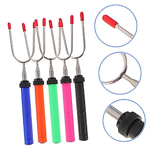 10 Pcs Telescopic Barbecue Fork Barbecue Forks Meat Skewers Barbecue Tool Outdoor Bbq Tool Home Roasting Fork Barbecue Supplies Grill Skewers Camping Accessories Cooking Metal Fork