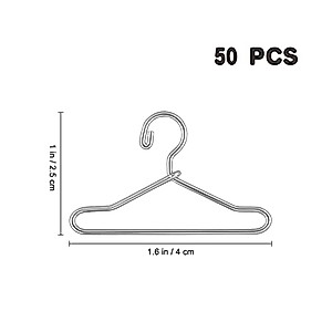 50pcs Mini Doll Clothes Hangers Mini Clothes Hanger Metal Doll Hangers for Dress Closet Doll House Accessories