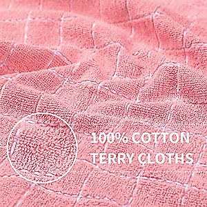 Homaxy 100% Cotton Terry Kitchen Towels(Pink, 13 x 28 inches), Checkered Designed, Soft and Super Absorbent Dish Towels, 4 Pack