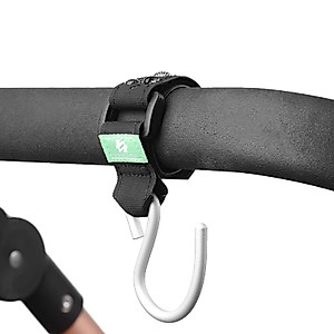 Stroller Hooks 2 Pack –for Stroller Accessory Hook, Durable Mommy Hook - Baby Stroller Hanging Hooks, Wheelchair, Rollator, Walker, Car Hooks (Green)