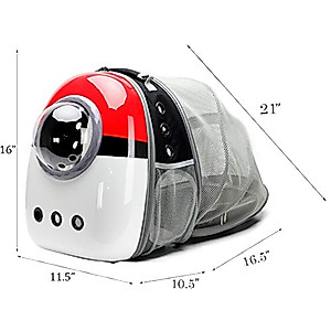 Expandable Cat Carrier Backpack Bubble, Space Capsule Bubble Pet Travel Carrier for Small Dog, Pet Hiking Traveling Backpack (Pokemon, Expandable Backpack - Solid Hard)