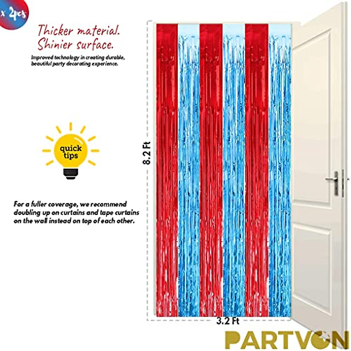 Circus Carnival Red Blue Tinsel Foil Fringe Curtains - Dr Seuss Birthday Dr. Suess Cat in The Hat Theme Party Indoor Outdoor Decoration Photo Props Backdrops Nurse Graduation Party Supplies