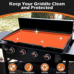 36" Griddle Mat Silicone for Blackstone, Magnetic Protective Top Covers for Blackstone Protector Outdoor-Orange
