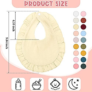 18 Pcs Muslin Baby Bibs Bulk Baby Bandana Drool Bibs Cute Ruffle Bibs Absorbent Cotton Teething Bibs Adjustable Burp Bibs with Snap Button for Baby Boys Girls Toddler Infant, 16 Colors