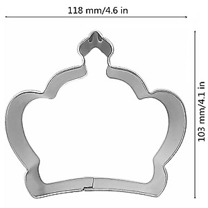 Large Size Crown Shaped Cookie Cutter, Stainless Steel Queen/King/Prince/Princess Crown Cookie Cutter, 4.6 Inches (Model 1)