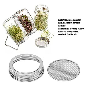 Canning Jar Lid Strainer Filter Lids Mason Jar 2Pcs Stainless Steel Accessory Cover Mouth Jars Sprouter for Sprouting Lid Regular Germination Kits (70mm)