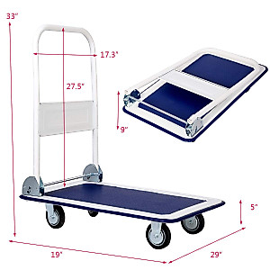 TimmyHouse Push Cart Dolly Platform Hand Truck Warehouse Mover Heavy Duty Folding Warehouse