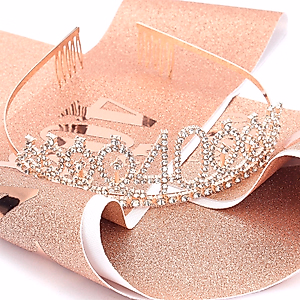 Casoty 40 & Fabulous Hairband and Tiara Set, Rose Gold, for Women's 40th Birthday Decorations, Gifts for Women, Party Decorations