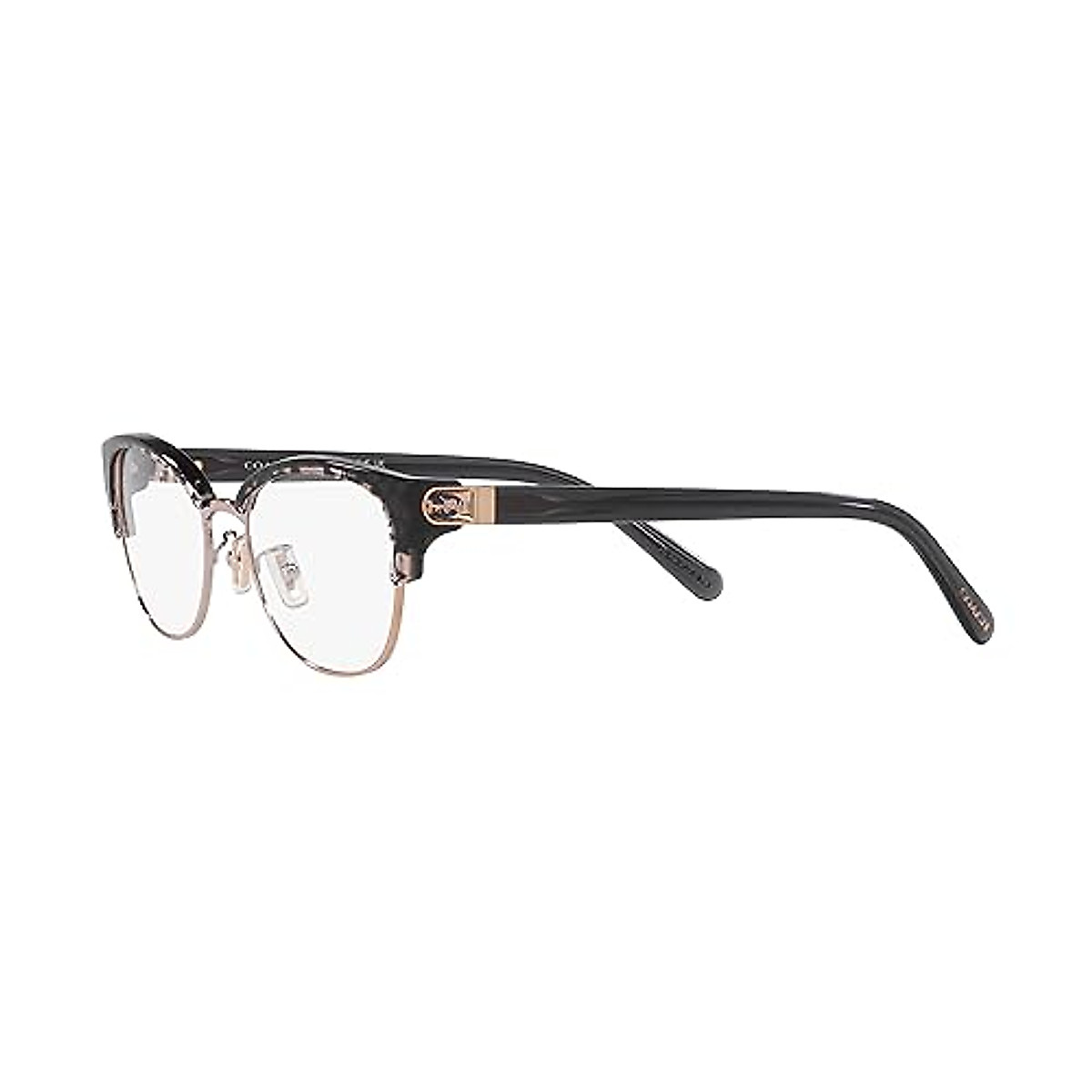 Coach HC6195 Prescription Eyewear Frames, Shiny Rose Gold/Grey Signature C/Demo Lens, 53 mm