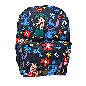 Disney Lilo and Stitch Dance Together Allover Print Black 16 inch Girls Large School Backpack
