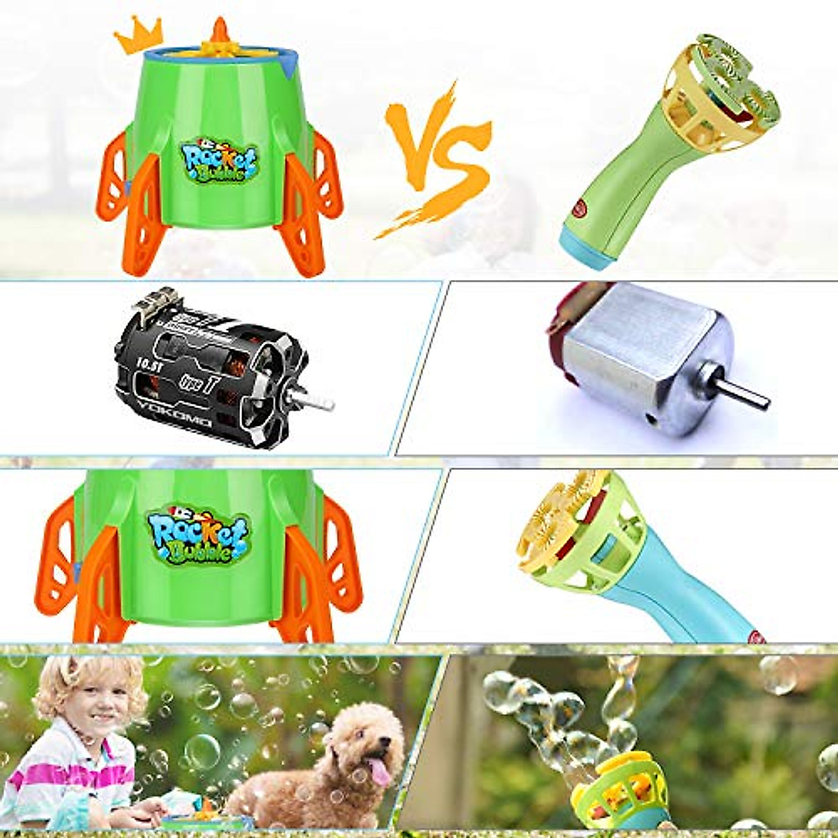 Rocket Bubble Machine Toys for Toddlers Kids, Automatic Bubble Machine Maker Blower, Bubble Blowing Products, 4000+ Bubbles per Minute for 3 yrs+ Girls Boys Adults Outdoor Indoor Birthday Party