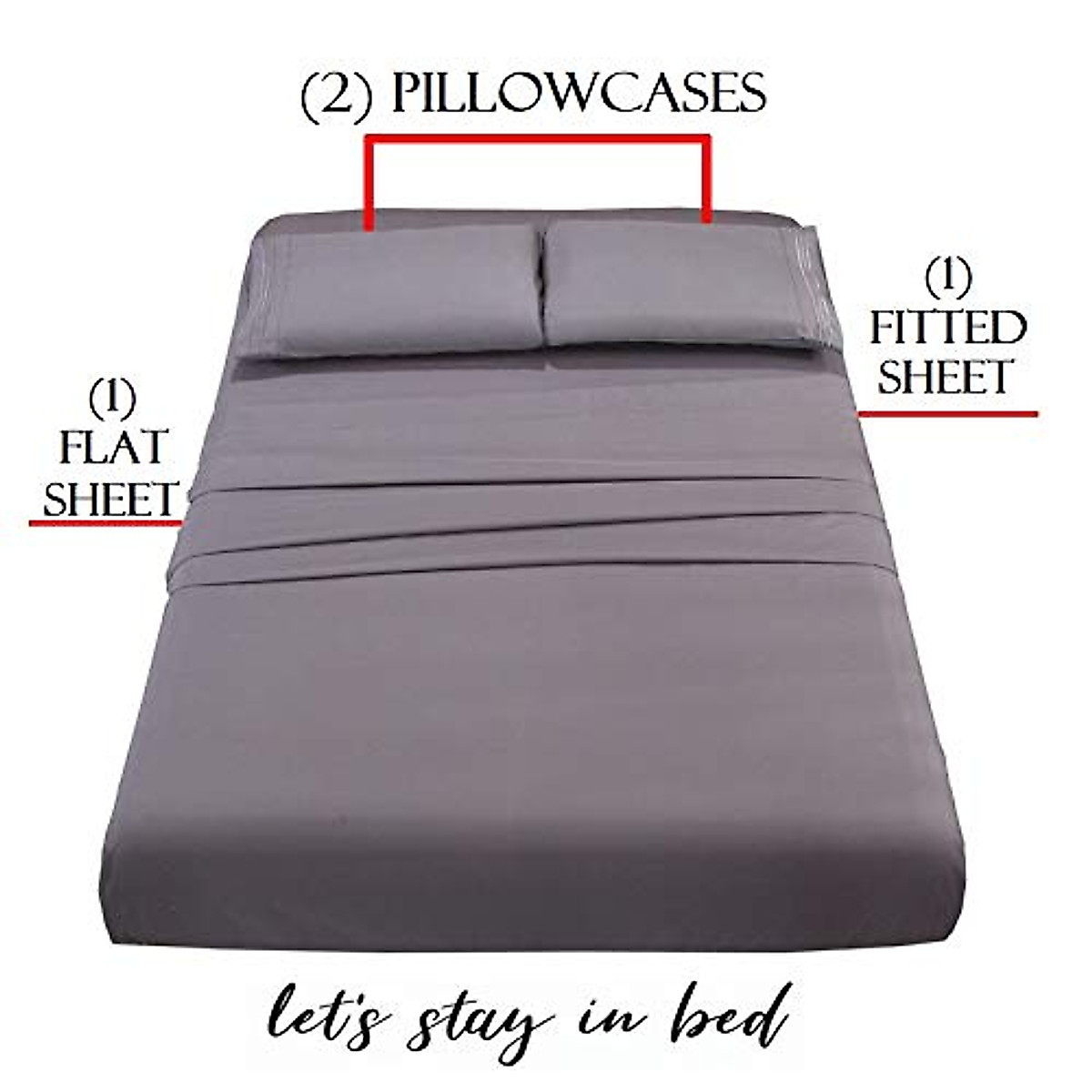 Elegant Comfort 1500 Thread Count Wrinkle & Fade Resistant Egyptian Quality 4-Piece Ultra Soft Luxurious Bed Set Includes Flat, Fitted Sheet and 2 Pillowcases, Full, Boysenberry