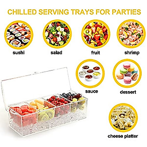 Yatmung Chilled Condiment Server with Lid, Serving Platter and Tray for Parties on Ice Party Tray for Serving Food Fruit Tray for Bar Condiment Tray with Lid