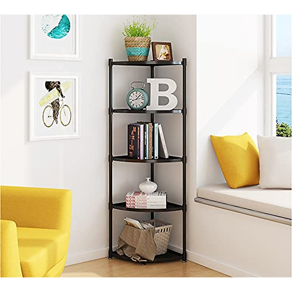 SHELF 5 Tier Kitchen Corner Shelf Rack Multi Layer Pot Rack for Organizer Cookware Stand Stainless Steel Shelves Holder