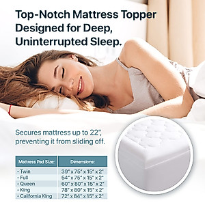Allied Home Gel Fiber Filled Plush Mattress Topper - Mattress Cover 300TC Cotton Hotel Mattress Topper - Down-Alternative Mattress Pad California King - 72” x 84” x 2