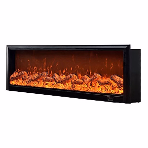 Fireplace Grate Electric Fireplace, Recessed Electric Fireplace with Realistic Fire Effects, Decorative Electric Fireplace, Touch Control Panel, Remote Control, Black Fireplaces for Living Room ( Colo