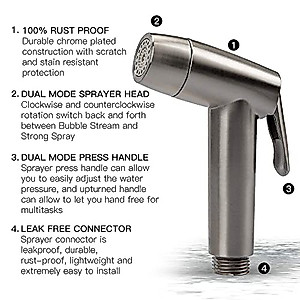 Houtingmaan Kitchen Sink Sprayer,Dual Function Kitchen Side Sprayer with Adjustable Flow Controller,Kitchen Sprayer Head Replacement Brushed Nickel,Side Sprayer for Kitchen Sink with Hose and Holder