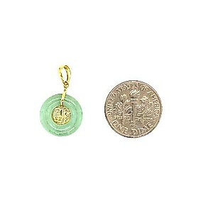 Regalia by Ulti Ramos 13-mm Dainty 14K 585 Yellow Gold Natural Genuine Translucent Jadeite Jade Good Luck Chinese Character Pendant