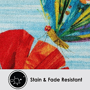 Eric Carle Home Dynamix The Very Hungry Caterpillar Elementary Sun Scene Kids Machine Washable Area Rug, Blue/Green, 35"x51"