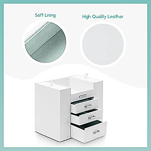 Homde Jewelry Organizer for Girls Women Jewelry Box Necklaces Rings Earrings Display Stand Jewelry Storage Holder Case for Bracelets Watches Sunglasses (White)