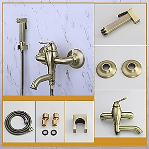 MINJING Toilet Shower Spray Mixer Set Bidet Sprayer Kit for Toilet 360 with Swivel Outlet Bidet Attachment Faucet Sprayer Kit for Toilet,A