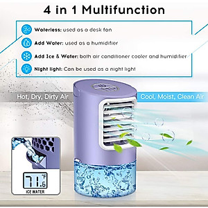 Personal Air Cooler, Portable Air Conditioner Fan, Small Space Evaporative Air Cooler with Timing, 3 Speeds Quiet Humidifier Misting Fan, Desktop Cooling Fan for Room, Home, Office, Dorm