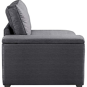 ClickDecor Symphony Mid-Century Microfiber Upholstered Modular Sofa Collection, Reversible Cloud Pillow Soft Seat Cushions, Storage, Charcoal