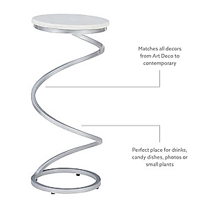 Powell Company Silver Spiral Metal Base with White Marble Top Drink Powell Nora Table