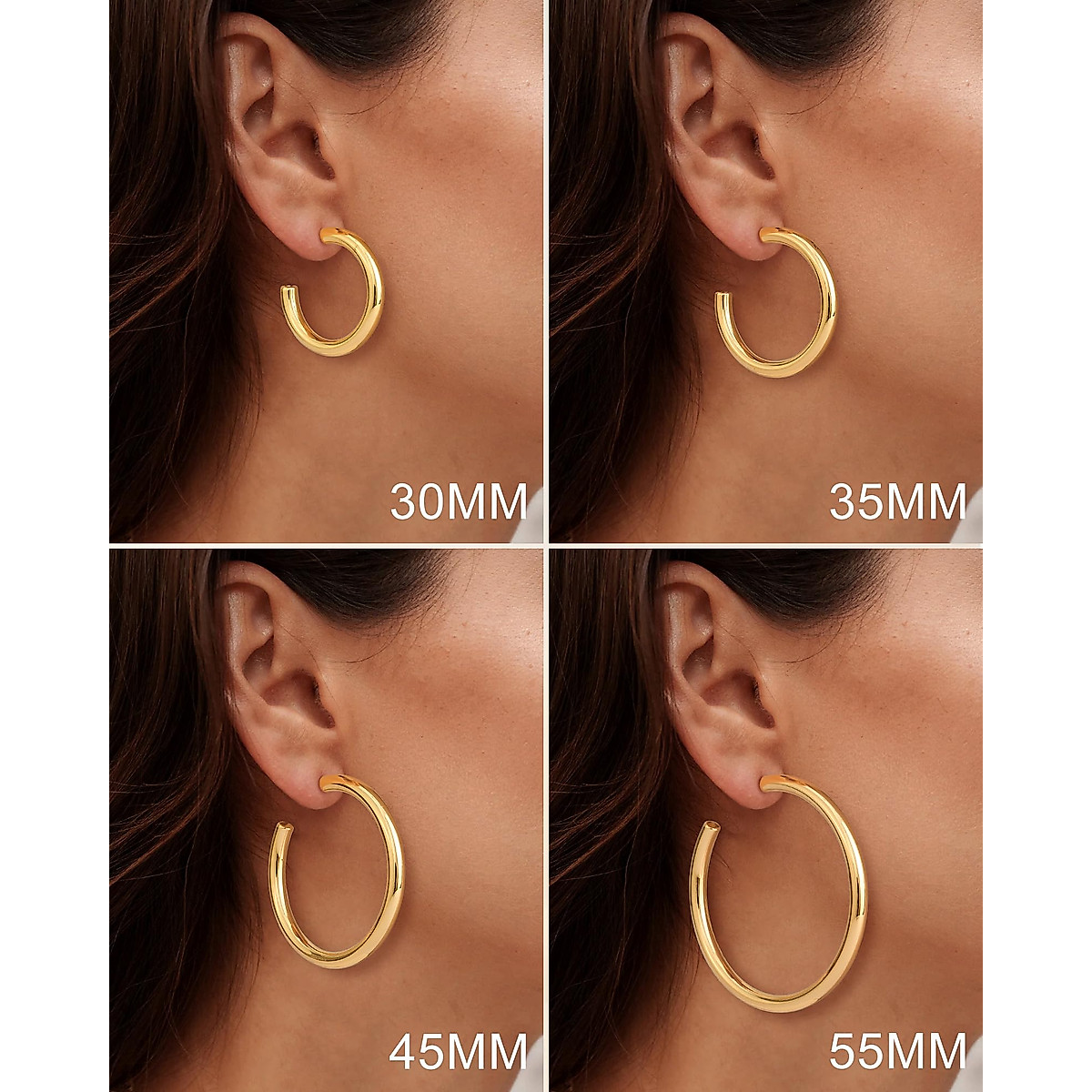Howoo Big Chunky Gold Hoops Medium Chunky Thick Gold Hoop Earrings for Women
