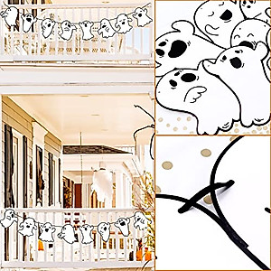 Cute Ghost Banner 2 Pack Halloween Garland Decorations Ghost Festival Party Decoration Haunted Houses Doorway Home Indoor Outdoor Halloween Party Supplies