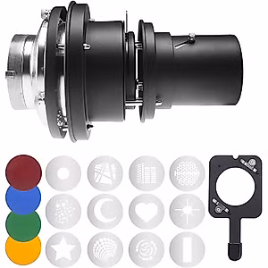 Alluneitter Bowens Mount Snoot,Strobe Video Snoot Conical Projector snoot with Optical Lens kit Include Various Gobos Used for Video Artist Modelling Shape Light Studio Photography Projection