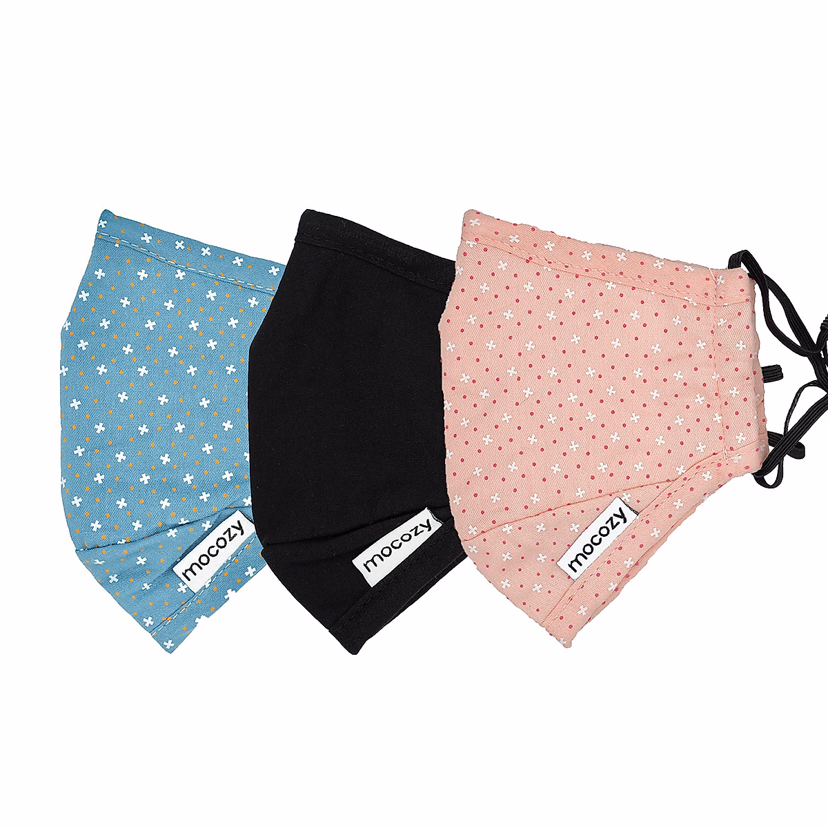 AECKS 3 Pack 3-Layer Fashion Protective, Reusable Cotton Fabric, Unisex 100% Cotton, Washable with Air Port for Carbon Filter (3-Pack, Mix)