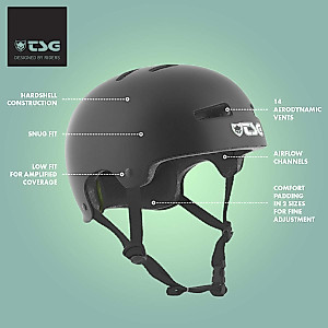 TSG Evolution Bike & Skate Helmet w/Snug Fit in Satin Black | for Cycling, BMX, Skateboarding, Rollerblading, Roller Derby, E-Boarding, E-Skating, Longboarding, Skating (Satin Black, L/XL 57-59 cm)…