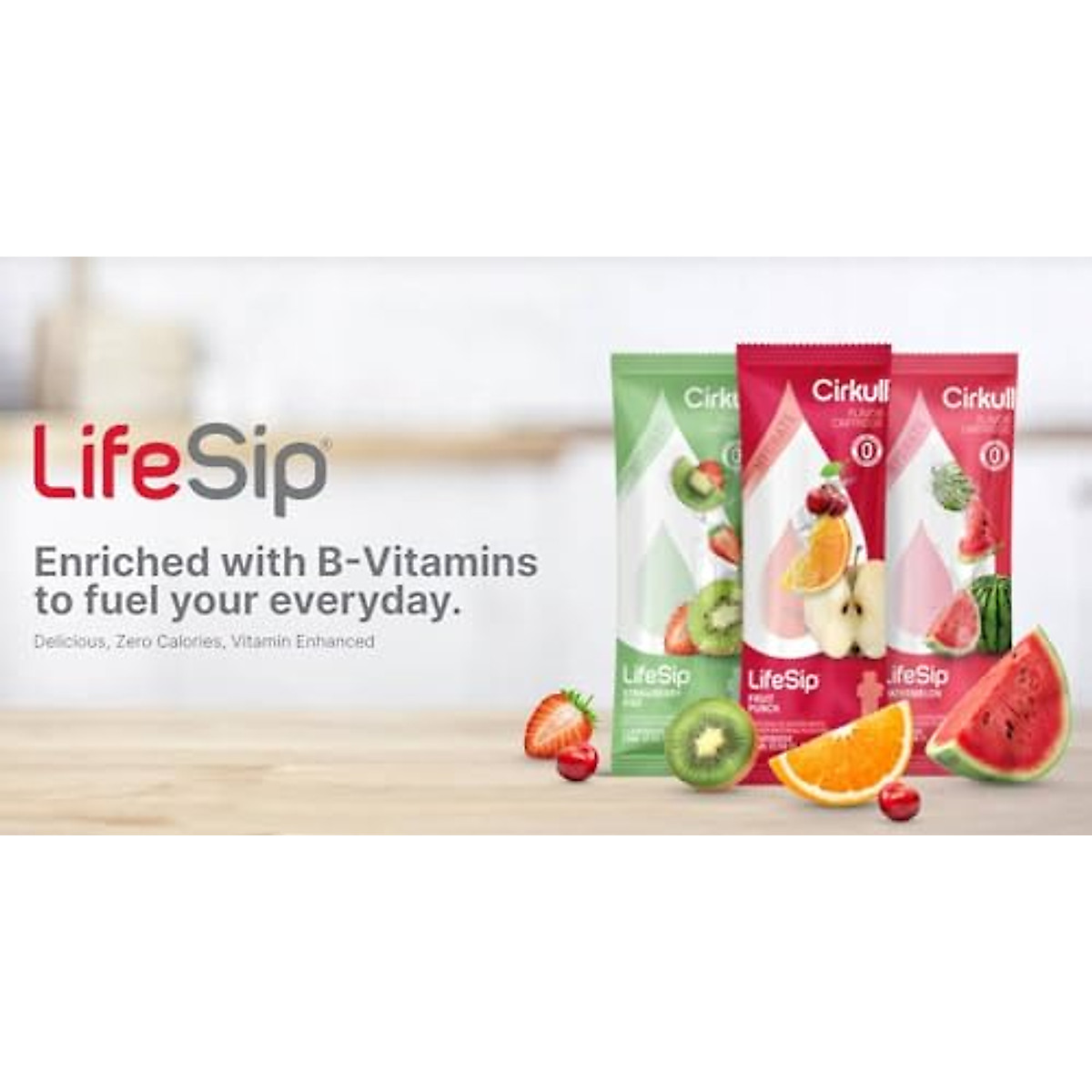 Flavors Cartriges LifeSip, GoSip and FitSip With Electrolytes and Vitamins, No Sugar, Hydrate & Energy, Mixed Flavors Cartridges, Drink Mix, 8-Pack