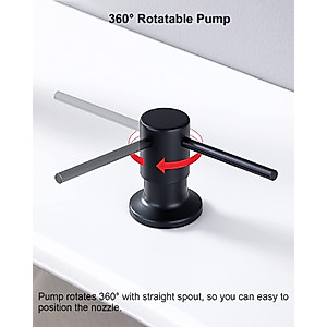 Darnok 78111MB Luca Dish Soap Dispenser for Kitchen Sink, Pump for Dishwashing Liquid Soap or Hand Lotion, Refill from The Top, Countertop Built-in Mount, 17oz Bottle, Matte Black