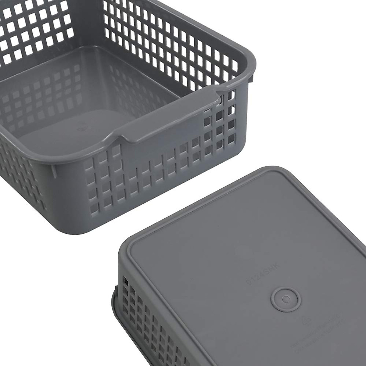 Gloreen 6 Packs Plastic Storage Basket, Grey Small Organizing Baskets, F