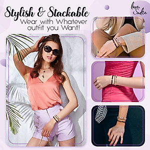 SHAKLAK Love Sadie Pack of 3 Trendy Bracelets - Universal Size Handmade Colorful Bracelets, Stackable and Layer-able, Mix and Match Summer Bracelets, MAMA Collection