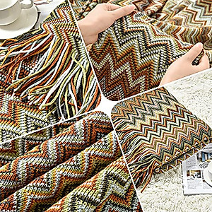 Cozary Woven Throw Blanket Reversible Cotton Bohemian, Tapestry Outdoor Knitted Tassel Blankets,Soft Cozy Lightweight Couch Decorative afghans Throw Blankets, Bed, Sofa,60 * 80 inches