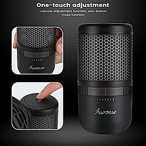 Asmuse Gaming PC USB Microphone, Podcast Condenser Mic with Boom Arm, Pop Filter,RGB Control, Mute Touch for Streaming,Online Chat, RGB Computer Mic for PS4/5 PC Gamer YouTube (Black+Boom Arm)