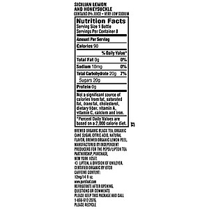 Pure Leaf, Organic Iced Tea, Sicilian Lemon & Honeysuckle, 14oz Bottles (Pack of 8) (Packaging May Vary)