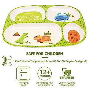 Lightening Kid Plate Set, Baby Dinnerware for Child Toddlers Feeding Divided Plate, BPA Free, Food-safe and Eco Friendly (Green)