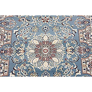 Unique Loom Narenj Collection Classic Traditional Medallion Design Area Rug, 3 ft x 13 ft, Blue/Tan