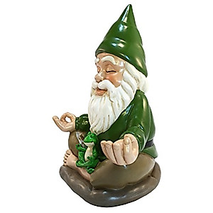 Zen Gnome – Tranquility and Peacefulness for Your Fairy Garden and Garden Gnomes by GlitZGlam. 9 Inches Tall Miniature Figurine