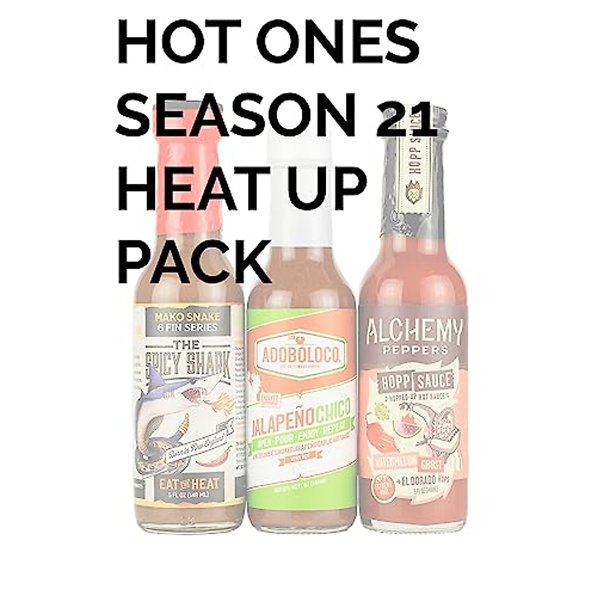Hot Ones Season 21 Heat Pack Hot Sauces: Mako Snake, Jalapeno Chico, Watermelon Ghost, 5 fl oz. (3-Pack)