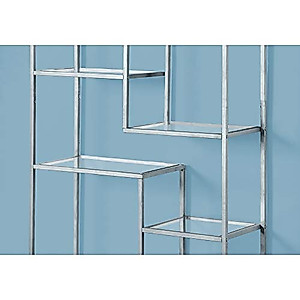 Ergode Bookcase - 72" H/Silver Metal with Tempered Glass